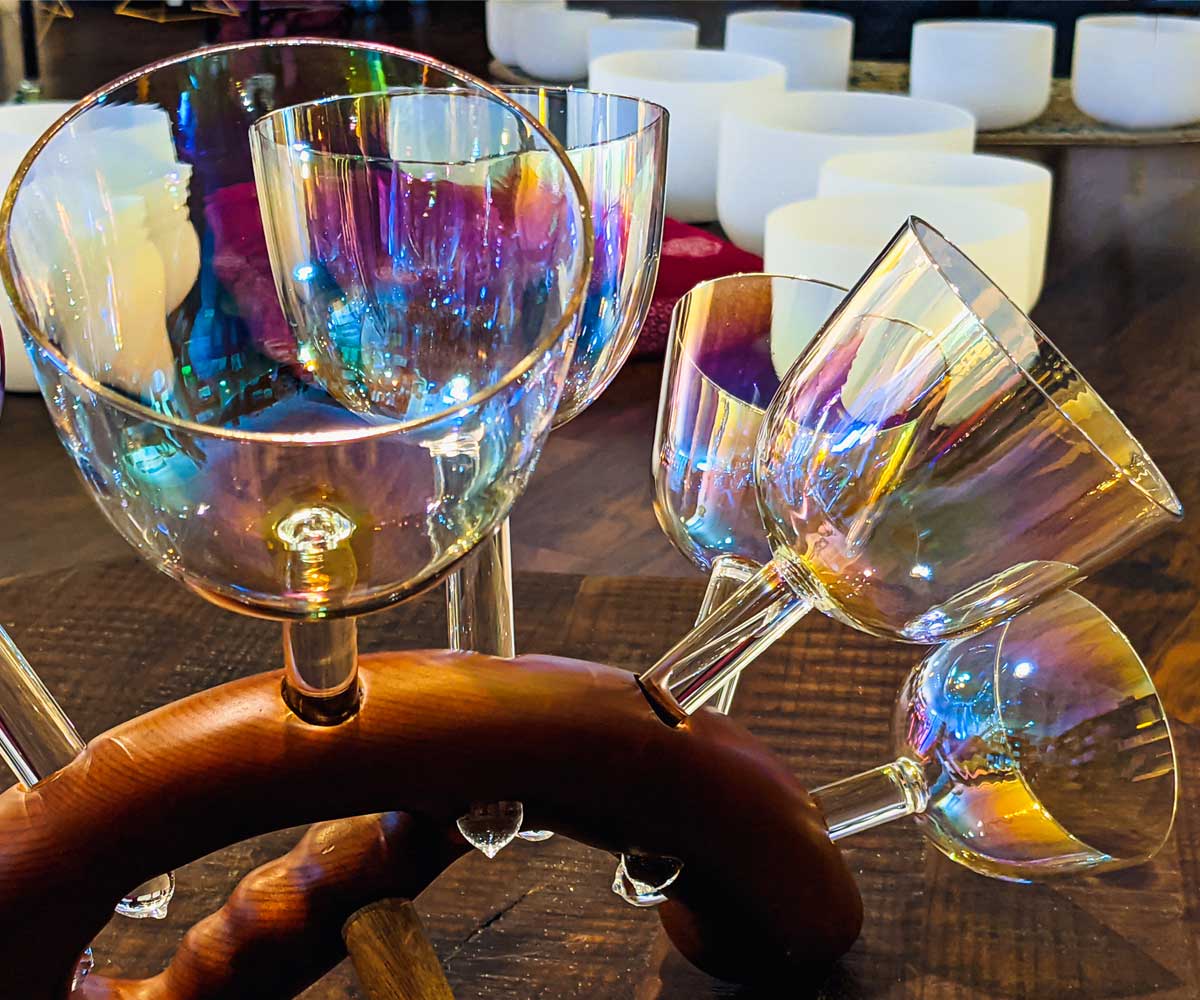 Angel Wing 8 Crystal Singing Bowls Hand Held Set | The Om Shoppe