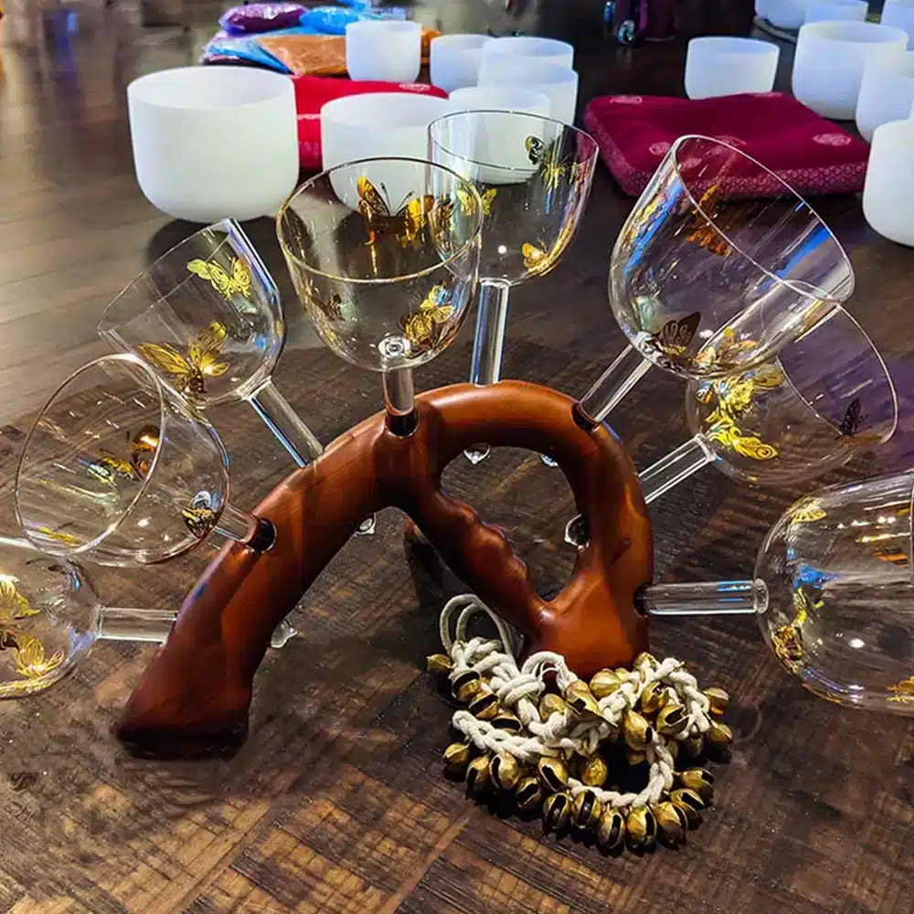 Angel Wing 8 Crystal Singing Bowls Hand Held Set | The Om Shoppe